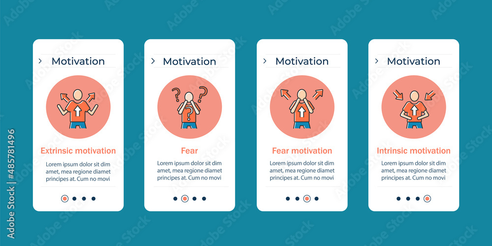Motivation onboarding mobile app screens. Goals setting, personal ...