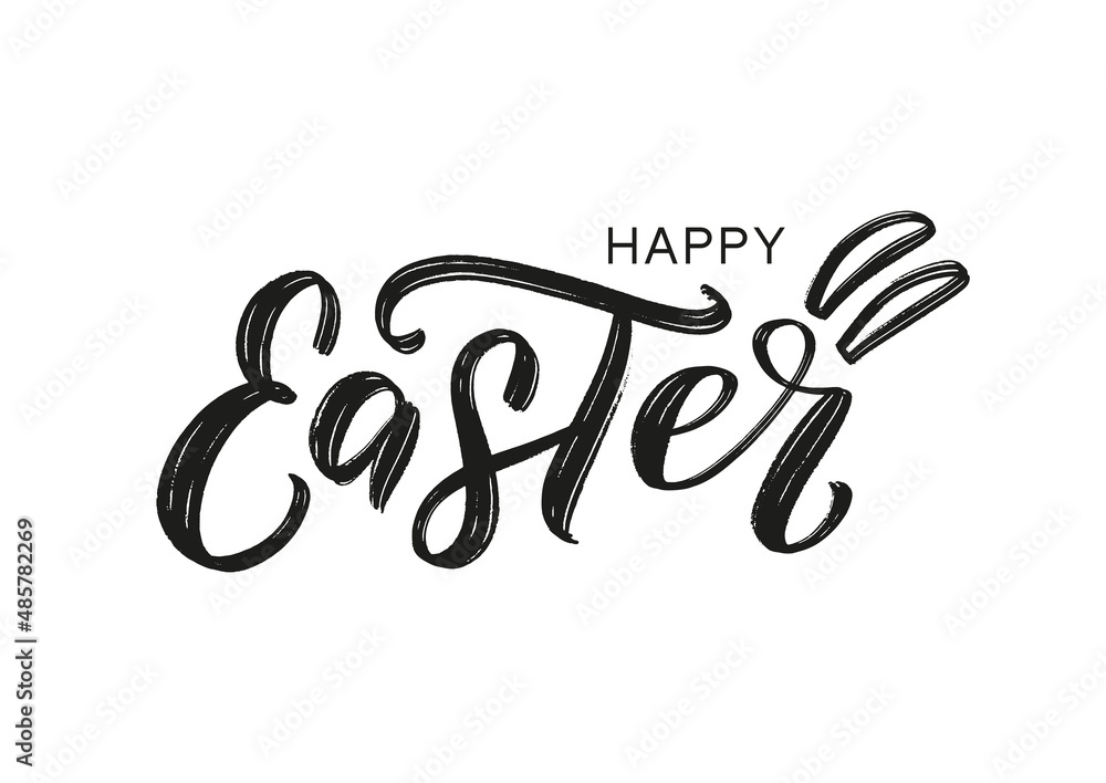 Happy Easter modern brush lettering logo isolated on white. Easter word ...