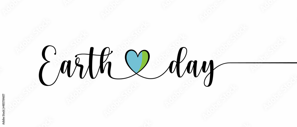 Earth Day phrase Continuous one line calligraphy minimalistic ...