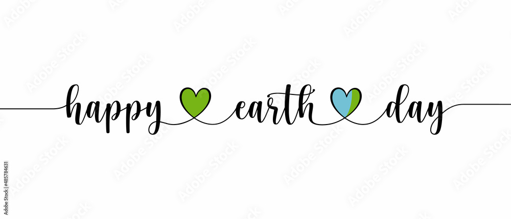 Happy Earth Day phrase Continuous one line calligraphy minimalistic ...