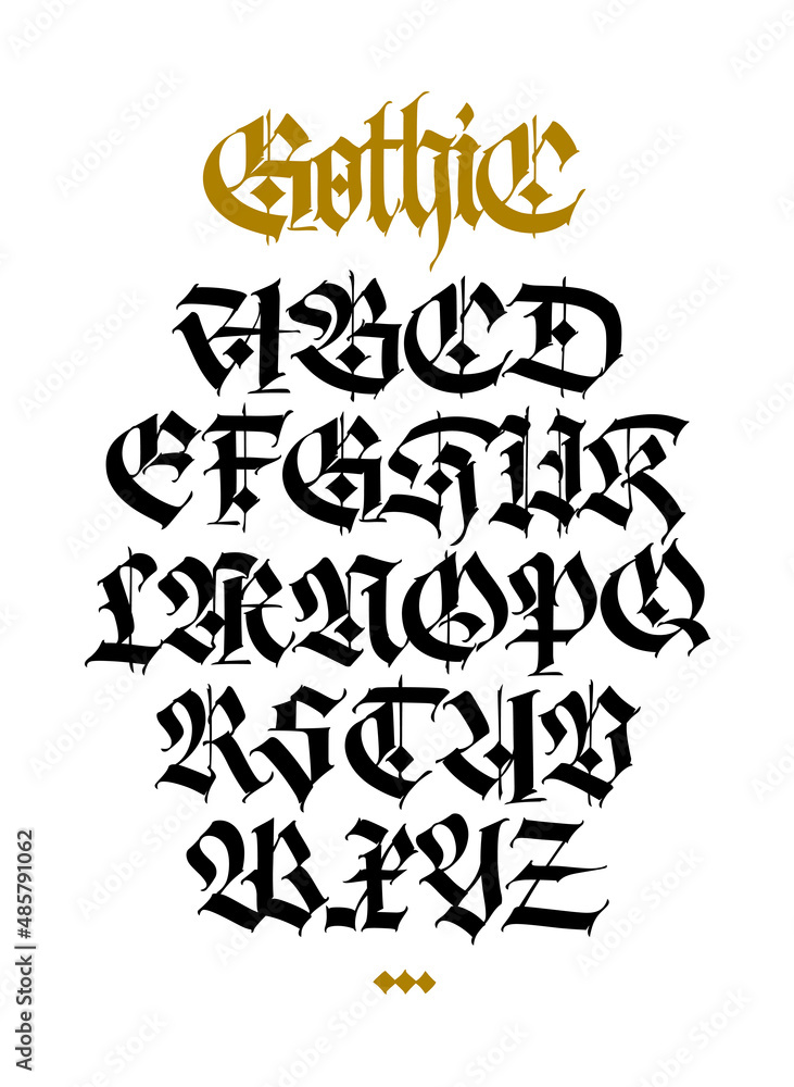 Gothic. Capital letters on a white background. Stylish calligraphy ...