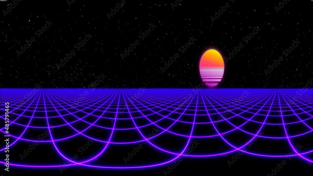 Equirectangular projection of a retrofuturistic seamless animation of a ...