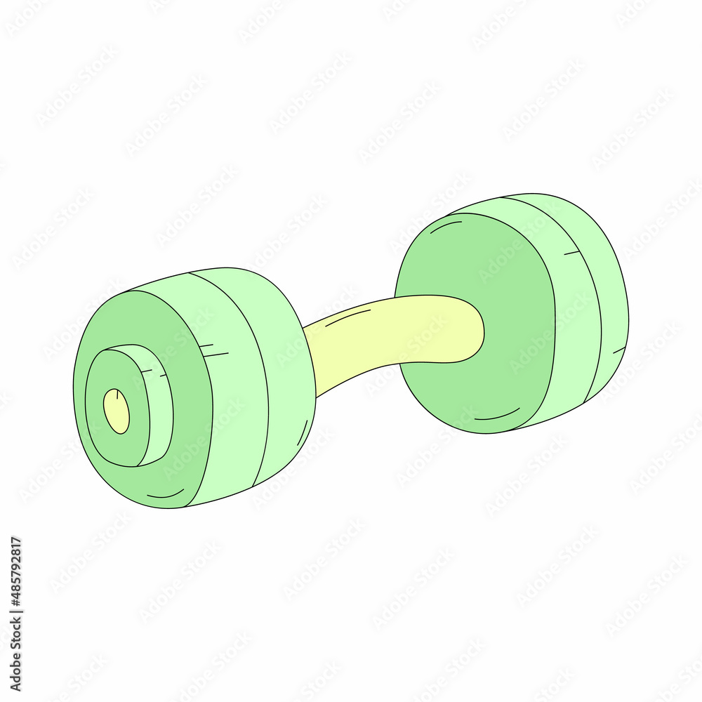 Cartoon dumbbell for fitness training. Colorful vector illustration ...