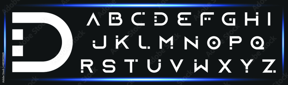 D elegant tech alphabet letters font. Classic Lettering Minimal Fashion ...