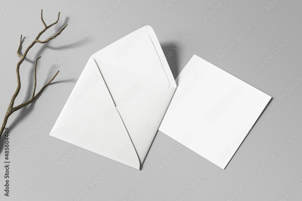 Blank white card envelope template mock up Stock Illustration | Adobe Stock