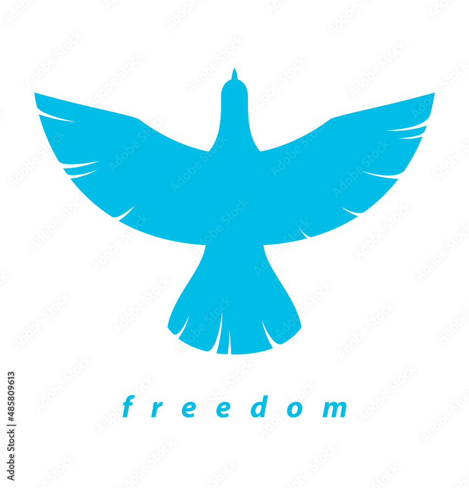 Bird flying up into sky freedom concept vector poster, liberty and ...