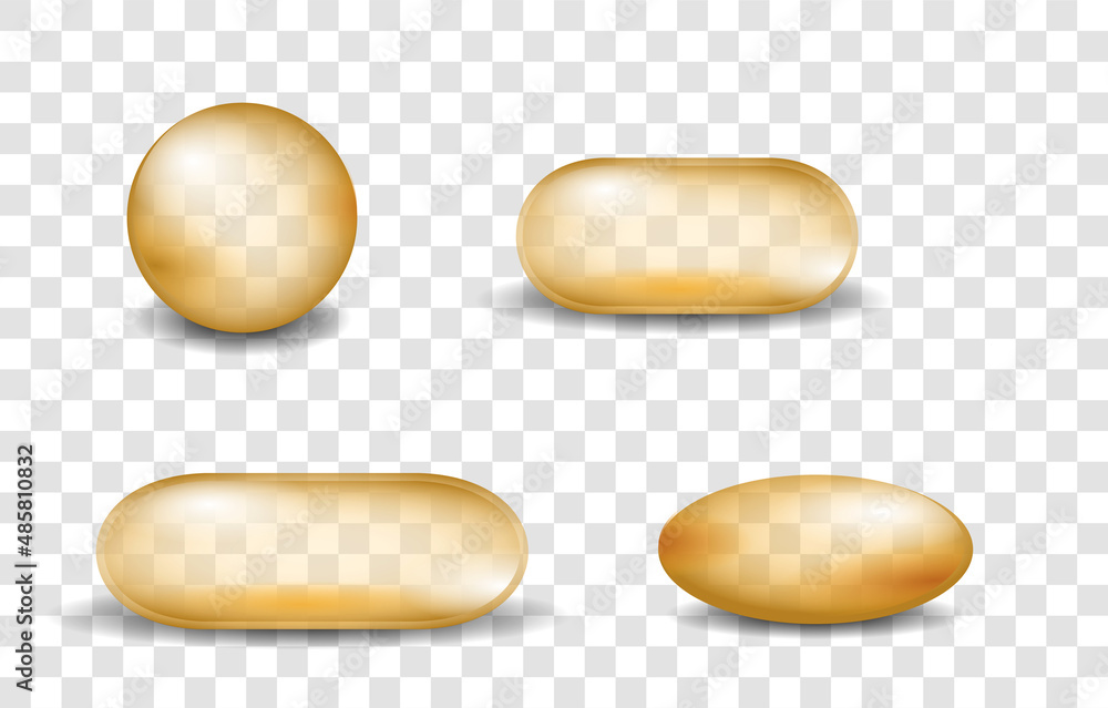 realistic gel capsules vitamin supplementation isolated on transparent ...