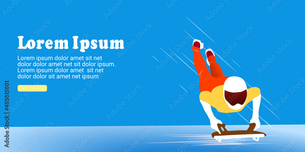 UI design of an abstract man riding a two-strip sled on an ice chute on ...