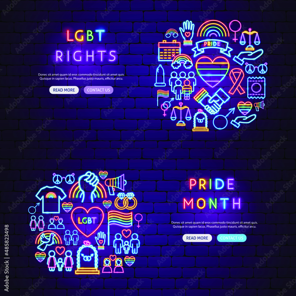 LGBT Neon Banners. Vector Illustration of People Rights Promotion ...