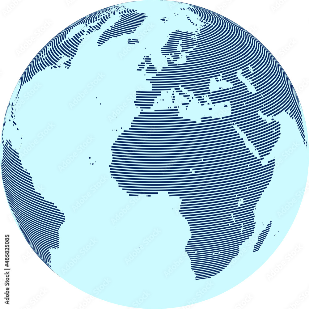 Abstract World map with lines on globe. World stripes map. Vector Stock ...