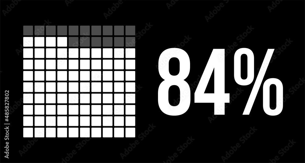 84 percent diagram, eighty-four percentage vector infographic. Rounded ...