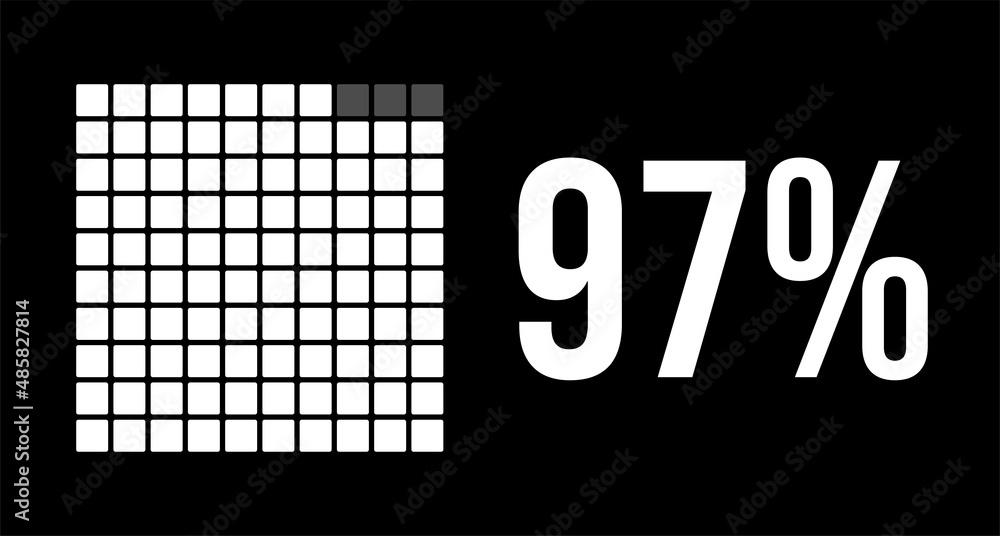 97 percent diagram, ninety-seven percentage vector infographic. Rounded ...