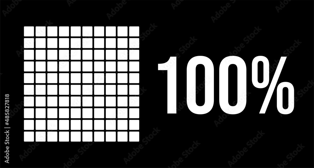 100 percent diagram, hundred percentage vector infographic. Rounded ...