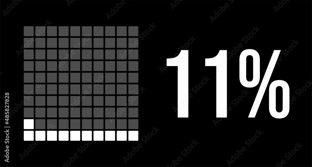 11 percent diagram, eleven percentage vector infographic. Rounded ...
