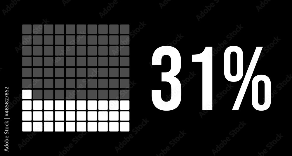 31 percent diagram, thirty-one percentage vector infographic. Rounded ...