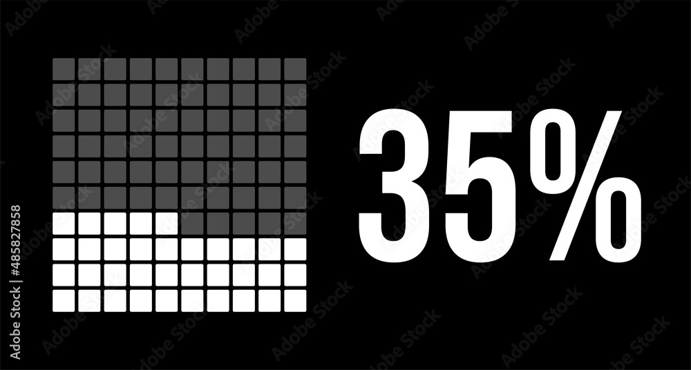 35 percent diagram, thirty-five percentage vector infographic. Rounded ...