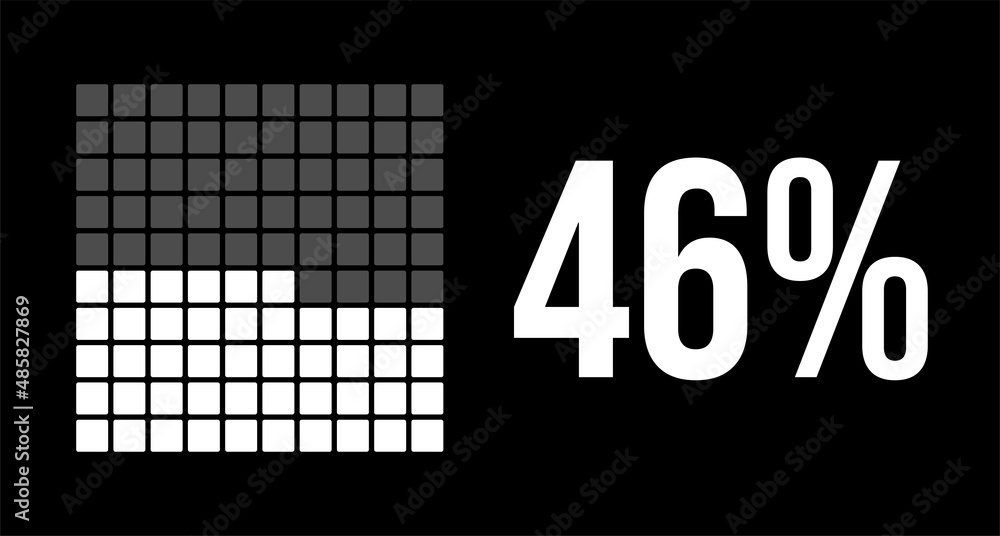46 percent diagram, forty six percentage vector infographic. Rounded ...