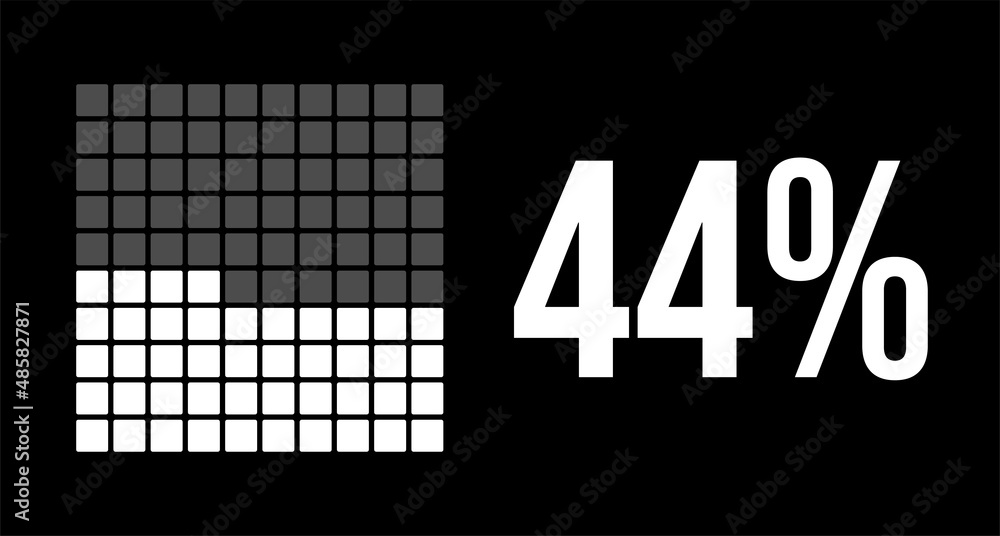 44 percent diagram, forty four percentage vector infographic. Rounded ...
