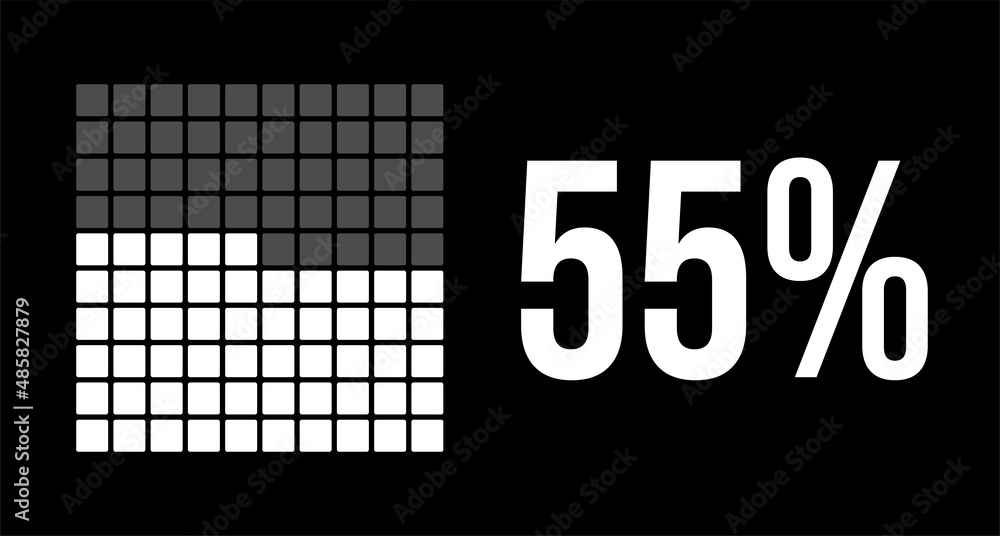 55 percent diagram, fifty-five percentage vector infographic. Rounded ...