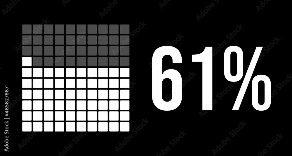 61 percent diagram, sixty-one percentage vector infographic. Rounded ...