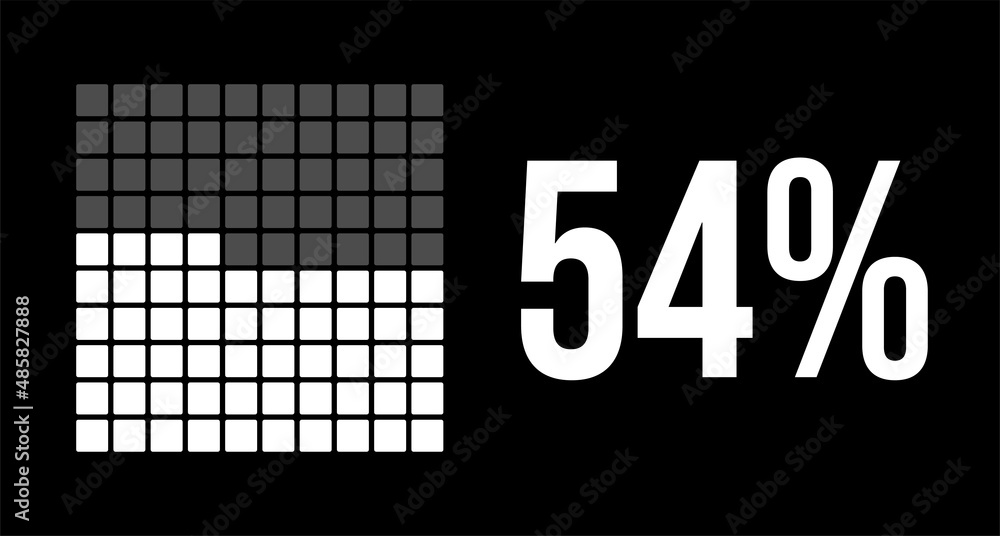 54 percent diagram, fifty-four percentage vector infographic. Rounded ...
