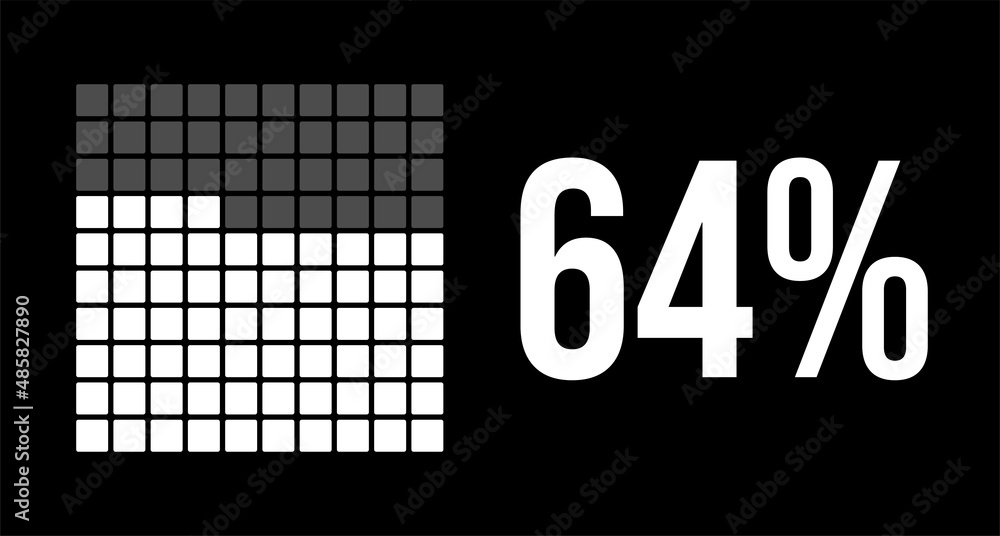 64 percent diagram, sixty-four percentage vector infographic. Rounded ...
