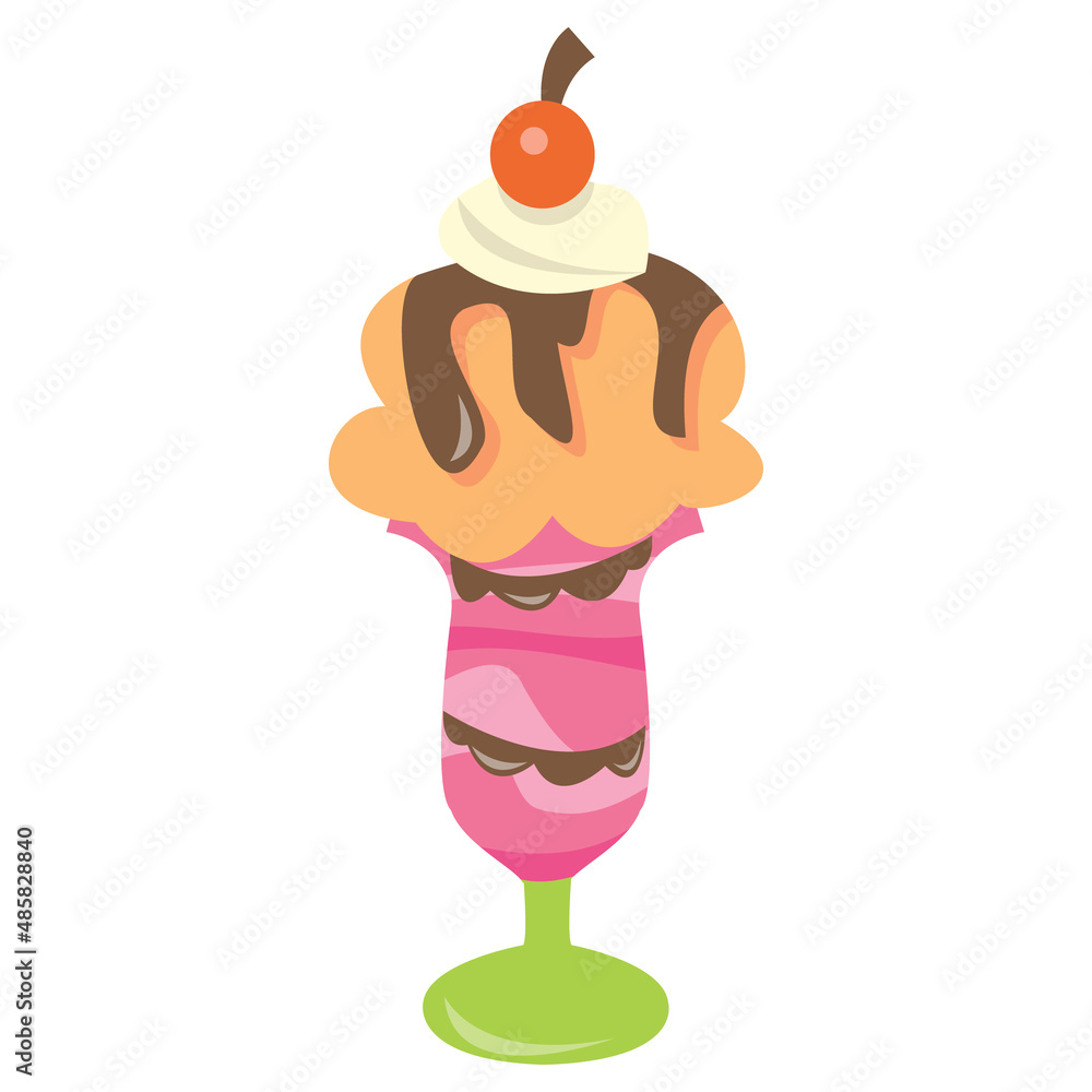 Cartoon Ice Cream Sundae Stock Vector | Adobe Stock