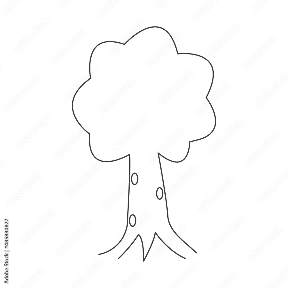 Simple tree outline, coloring book for children - 1 Stock Vector ...