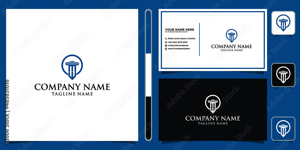 Legal location logo line art style and business card Stock Vector ...