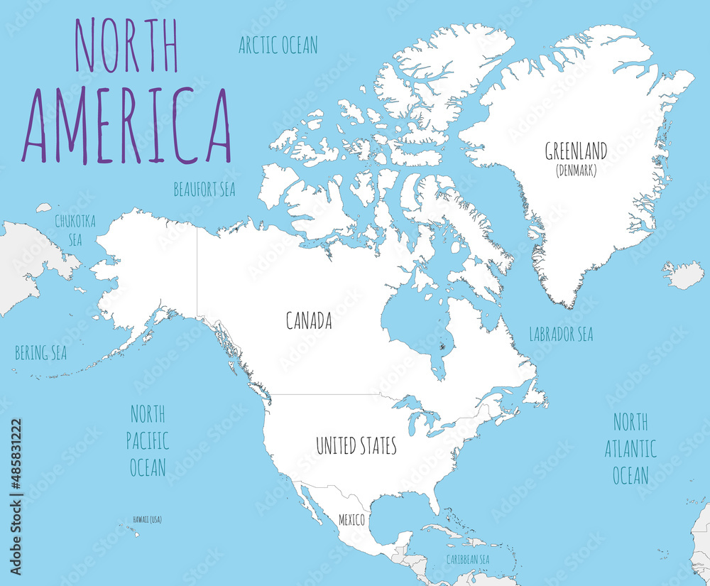 Plakát Political North America Map vector illustration with countries ...