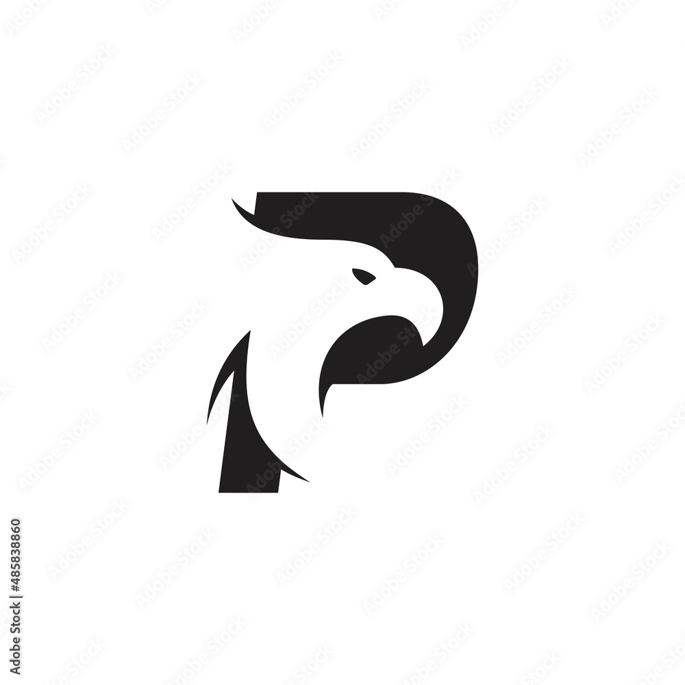 Initial letter P with creative eagle head vector. Stock Vector | Adobe ...