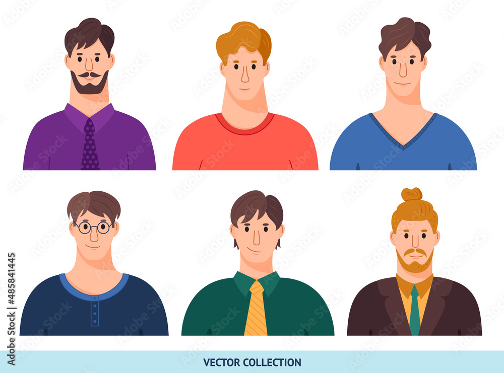 Portraits of various men, different men - vector set. Vector ...