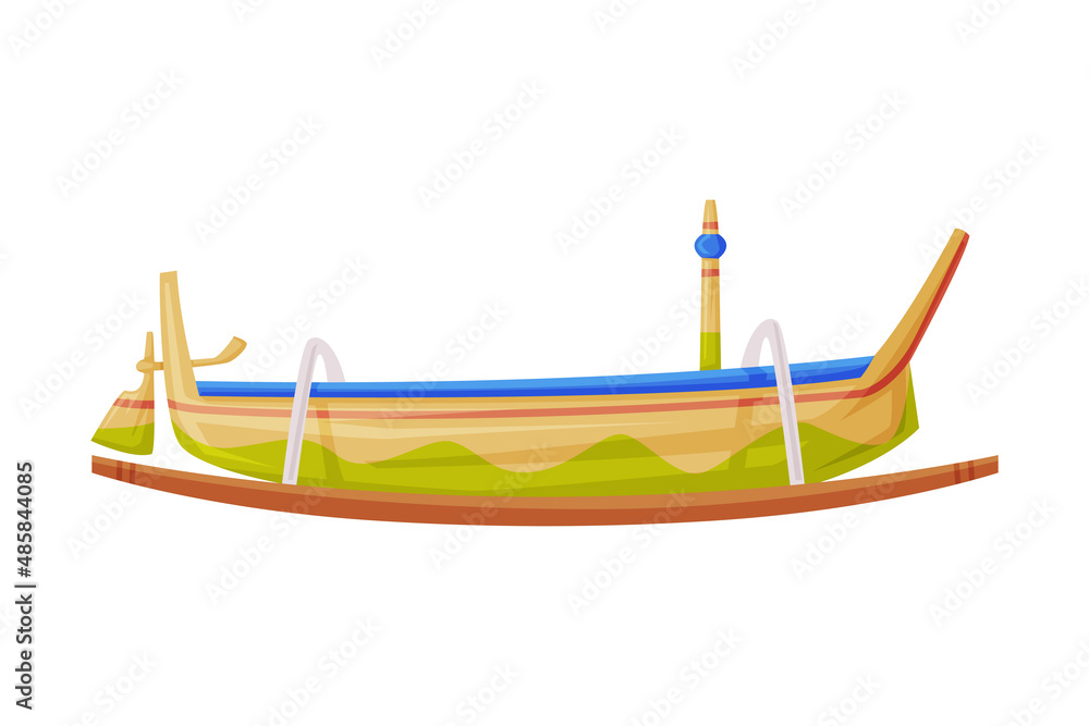 Wooden Boat as Bali Traditional Cultural Attribute Vector Illustration ...