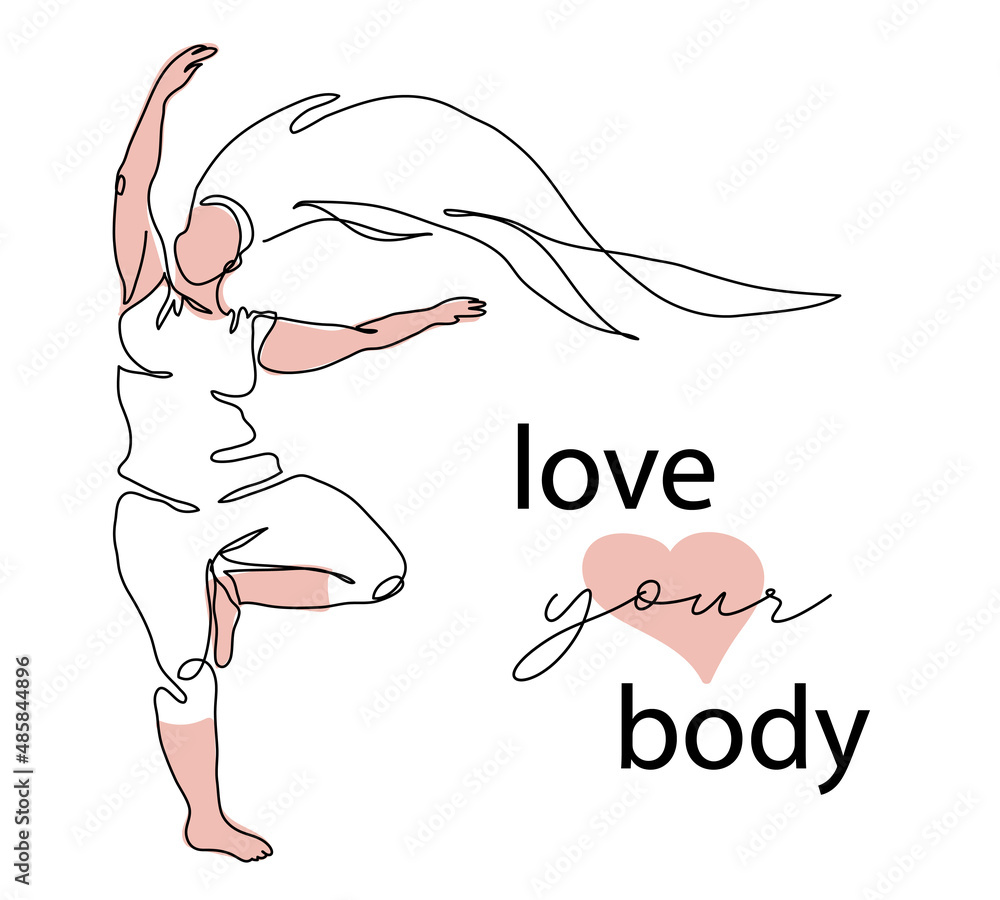 Chubby, plump, fat, obese, plus size vector woman or girl lineart. Love ...