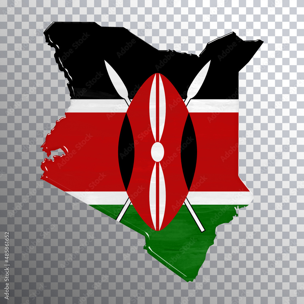 Kenya flag and map, transparent background Stock Photo | Adobe Stock