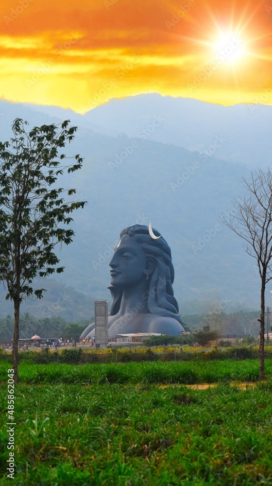BEAUTIFUL ISHA YOGA ADIYOGI SHIVA STATUE PHOTO Stock Photo | Adobe Stock