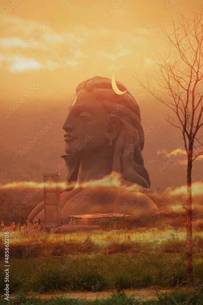 BEAUTIFUL ISHA YOGA ADIYOGI SHIVA STATUE PHOTO Stock Photo | Adobe Stock