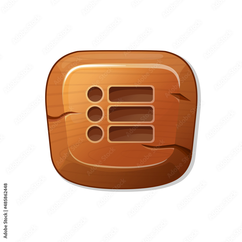 menu. wooden button in cartoon style. an asset for a GUI in a mobile ...