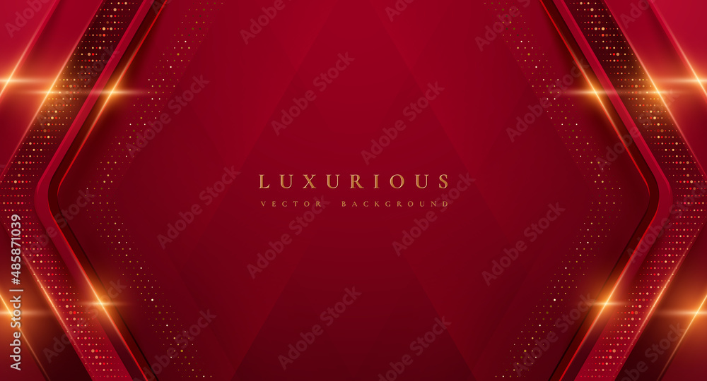 Abstract red background. luxury 3D background with random shape layers ...
