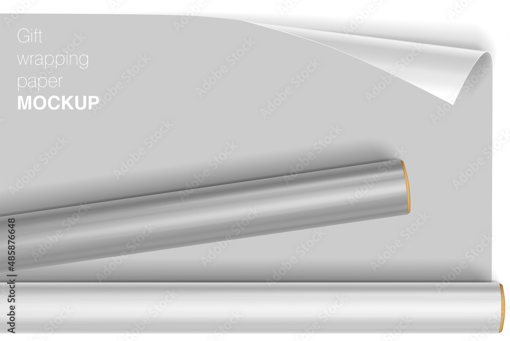 Vector gift wrapping paper rolls mock up on light background with ...