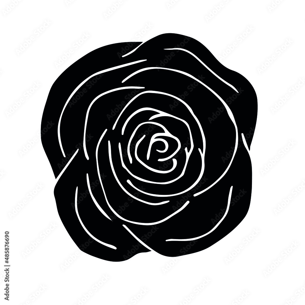 Vector hand drawn doodle sketch black rose flower isolated on white ...