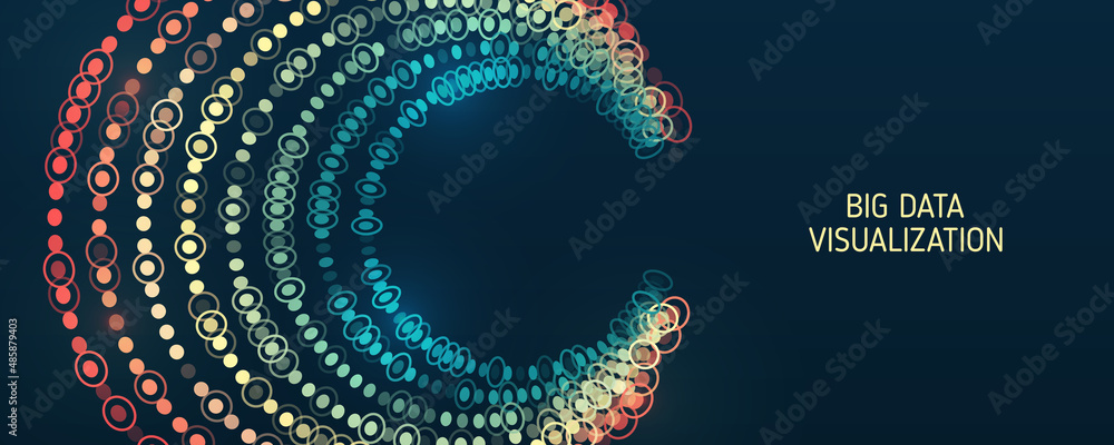 Big data visualization, circle sign. A dynamic array of information ...
