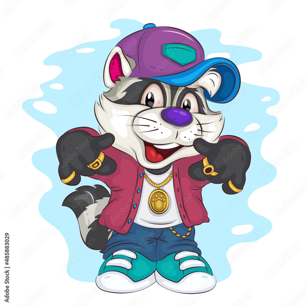 Cartoon Raccoon Hip-hop Rapper. Cool cartoon Raccoon Hip-hop Rapper ...