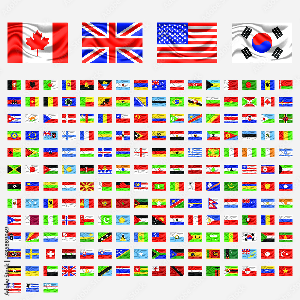 Flags of the world - Vector waving flags Stock Vector | Adobe Stock