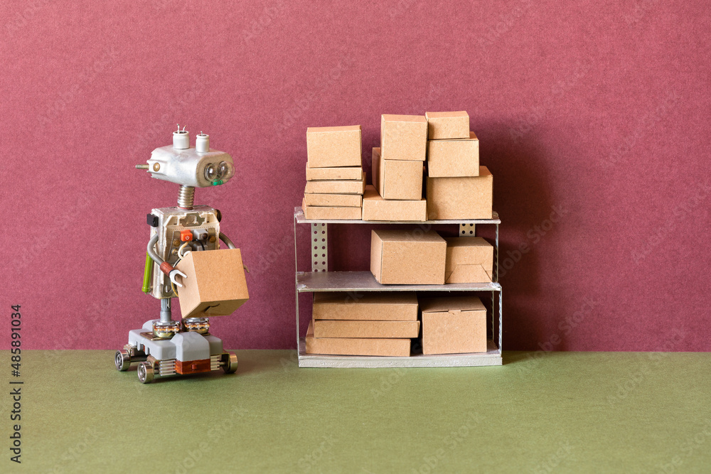 Storage technology. Warehouse work and sorting orders. Storekeeper ...