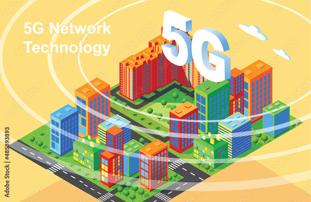 Wireless network 6G and 5G Smart city concept. Internet , 6G wireless ...