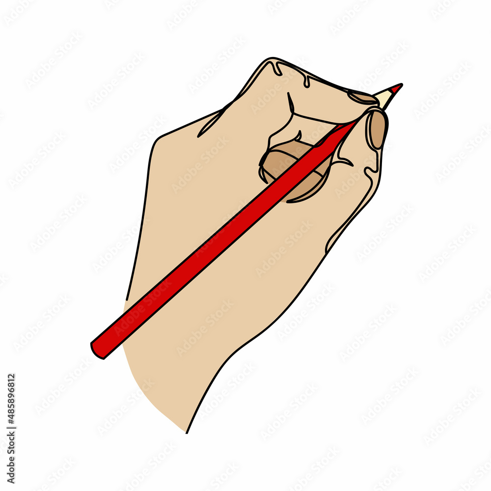 Vector abstract continuous one single simple line drawing icon of hand ...