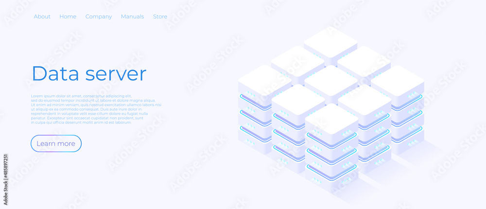 Data server isometric vector illustration. 3d datacenter or data center ...