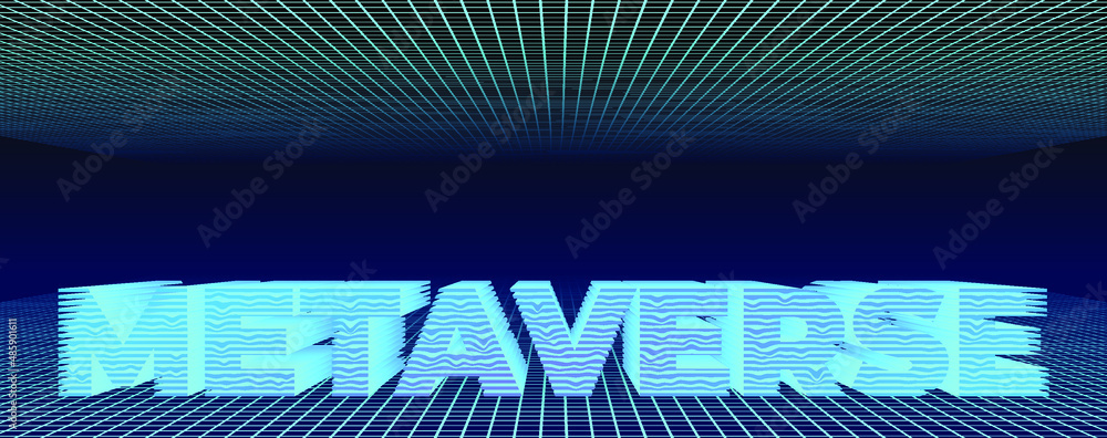 The word metaverse in perspective between surface grids, the word ...