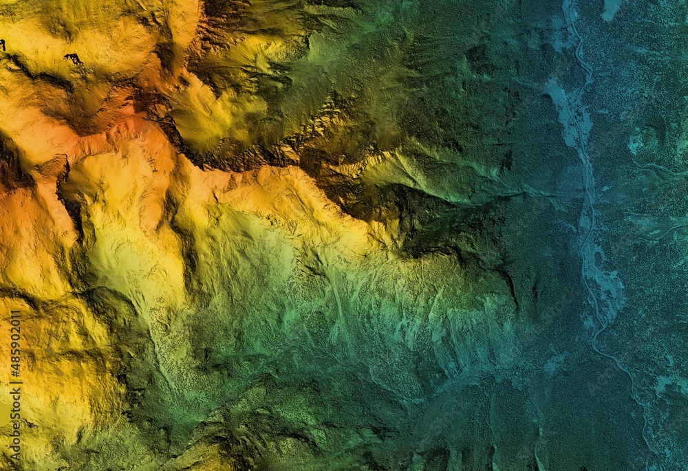 Digital elevation model. GIS product made after proccesing aerial ...